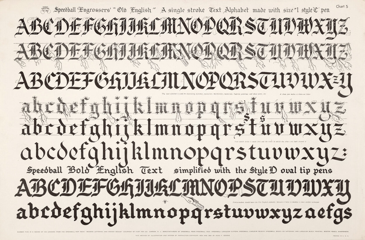 Speedball Old English Calligraphy Alphabet Eula Sleeps: Starting